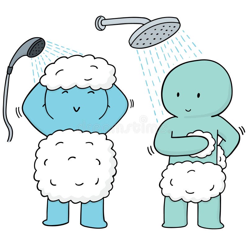 Vector Set of Men Showering Stock Vector - Illustration of cartoon ...