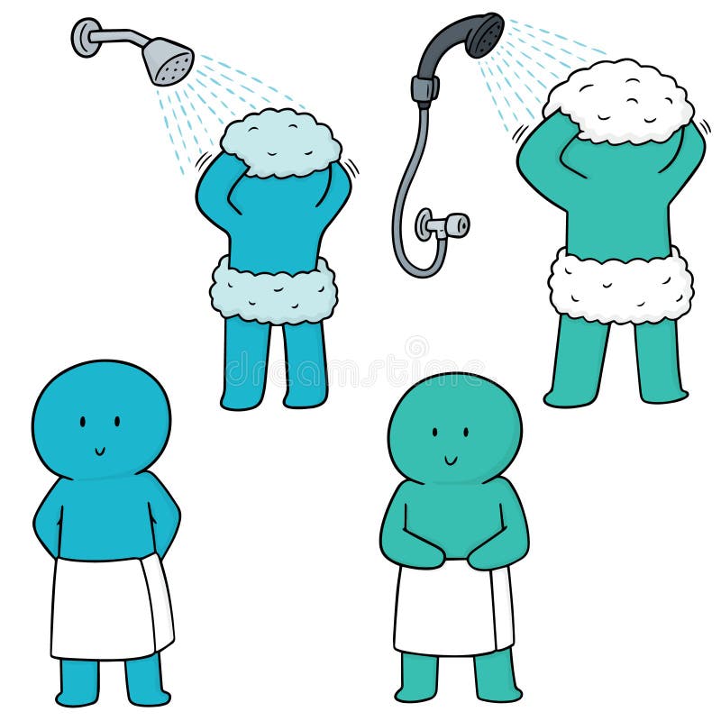 Vector Set of Men Showering Stock Vector - Illustration of showering ...