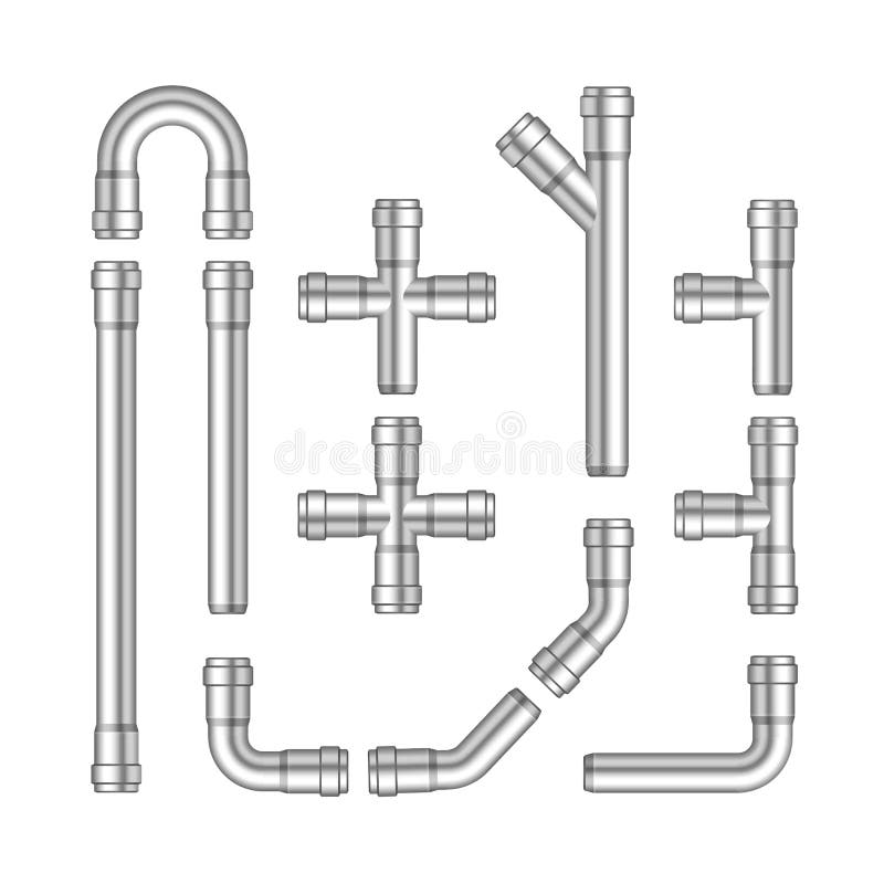 Vector Set of Metal Pipes Isolated Stock Vector - Illustration of metal ...