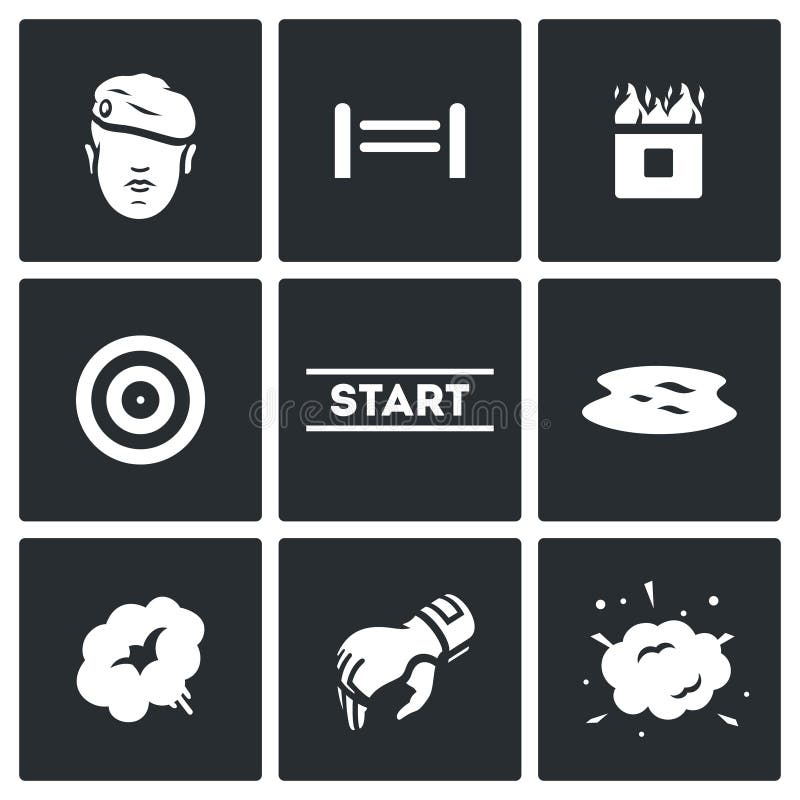 Vector Set of Military Training Camp Icons. Stock Vector - Illustration ...