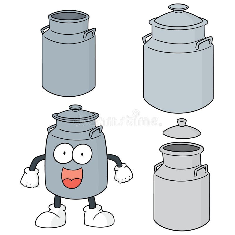 Vector set of milk cans stock vector. Illustration of artwork - 119307527