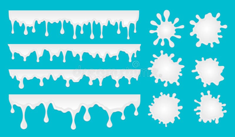 Set of Milk Drops and Splash Stains Stock Vector - Illustration of ...