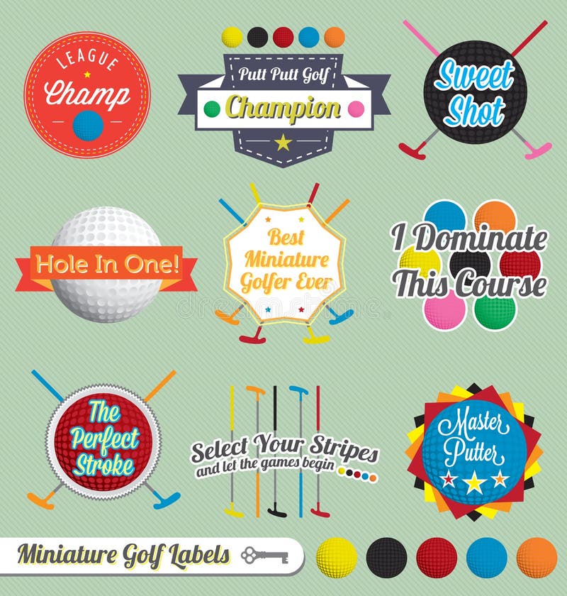 Vector Set: Miniature Golf Labels and Icons Stock Vector - Illustration ...