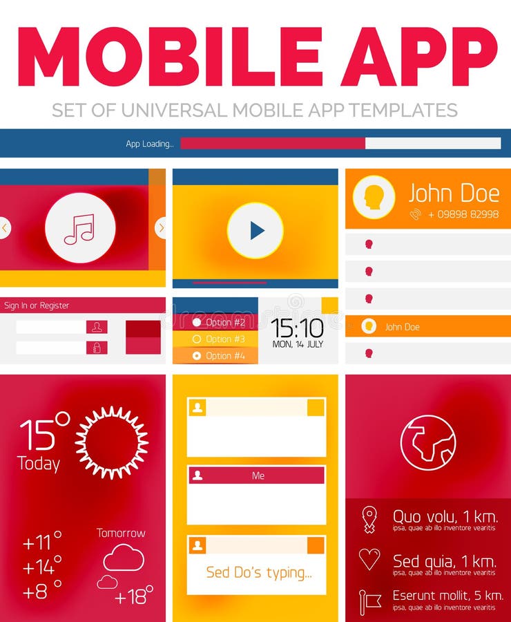 Vector Set of Mobile App Layout Templates Stock Vector - Illustration ...