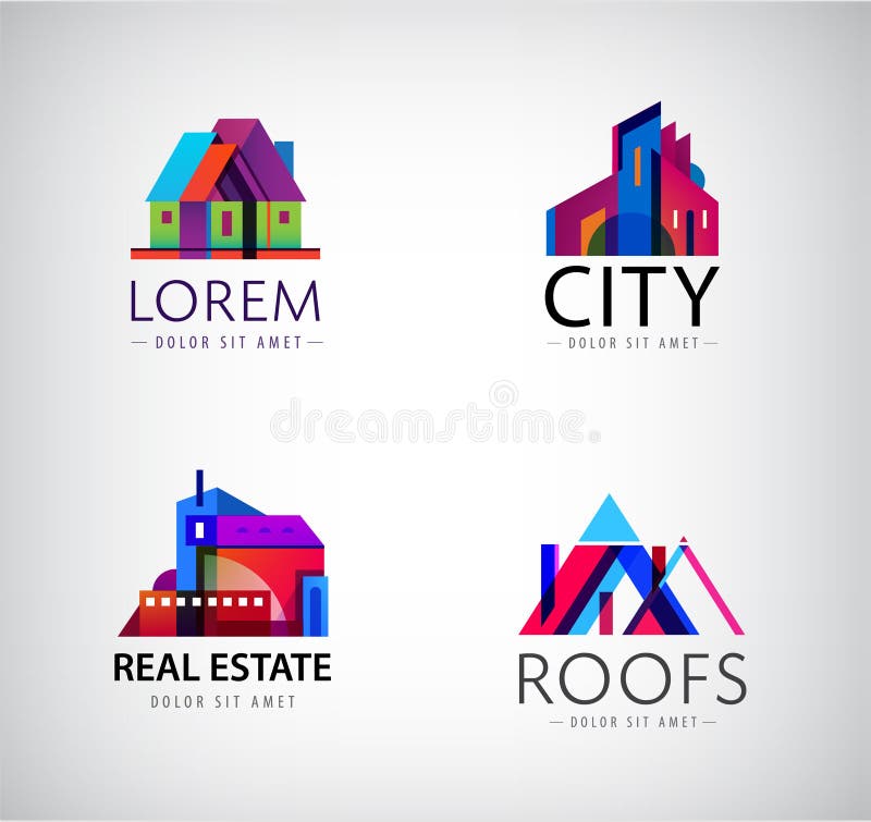 Vector Set of Modern City Logos, Business Uilding Signs, Cityscape ...