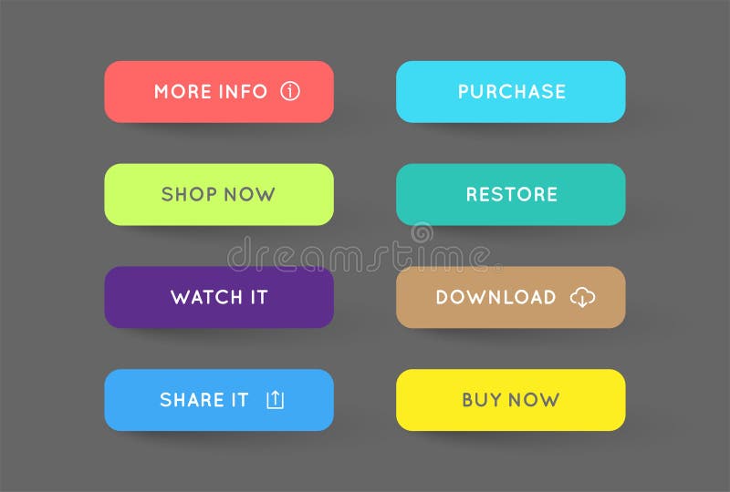 Vector Set of Modern Flat App or Game Buttons. Stock Vector ...