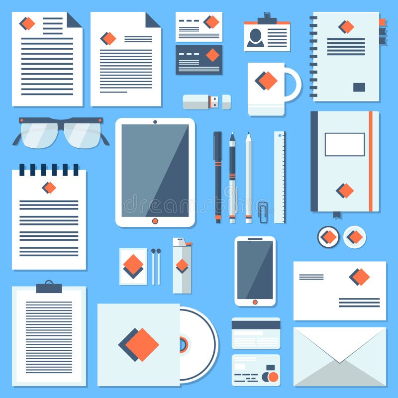 Vector Set in Modern Flat Design Stock Vector - Illustration of folder ...