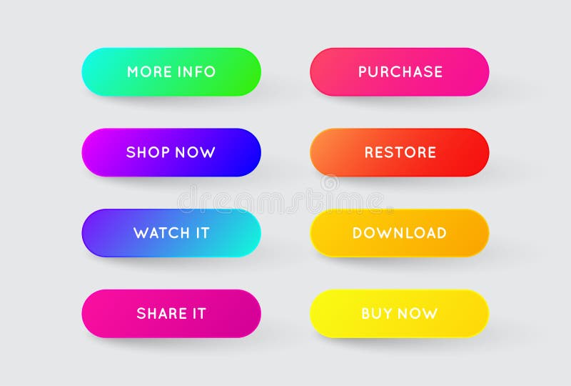 Vector Set of Modern Gradient App or Game Buttons. Stock Vector ...
