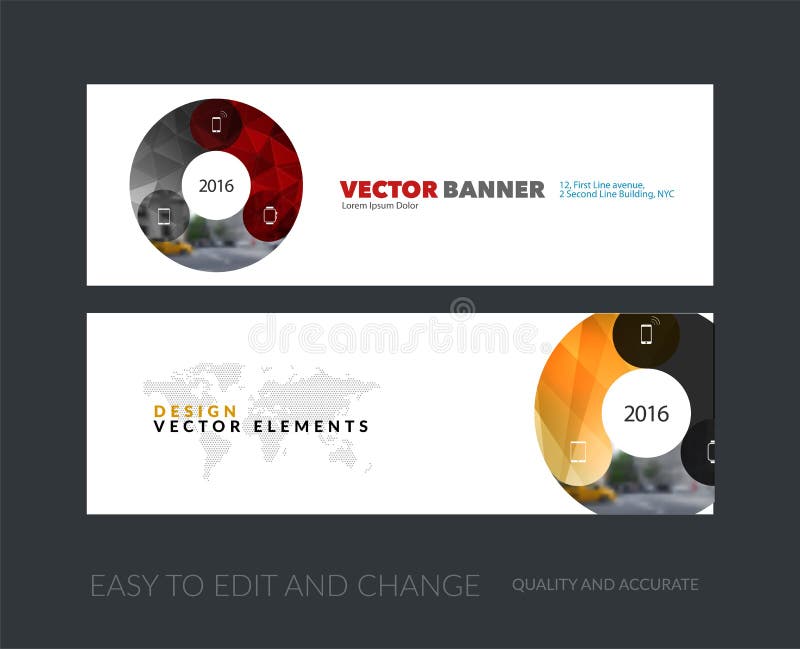 Vector Set of Modern Horizontal Website Banners with Circle Roun Stock ...