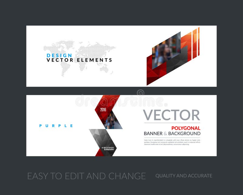 Vector Set of Modern Horizontal Website Banners with Colourful D Stock ...