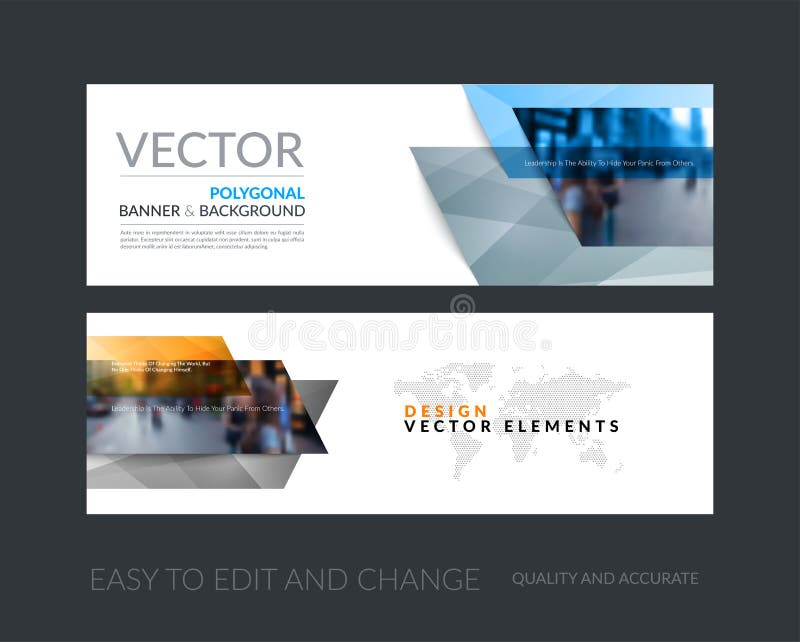 Vector Set of Modern Horizontal Website Banners with Many Yellow Stock ...