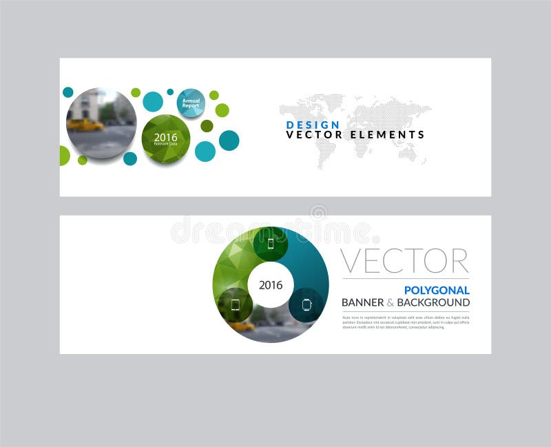 Vector Set of Modern Horizontal Website Banners with Points Circ Stock ...