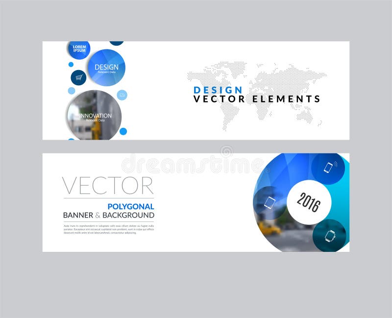 Vector Set of Modern Horizontal Website Banners with Points Circ Stock ...