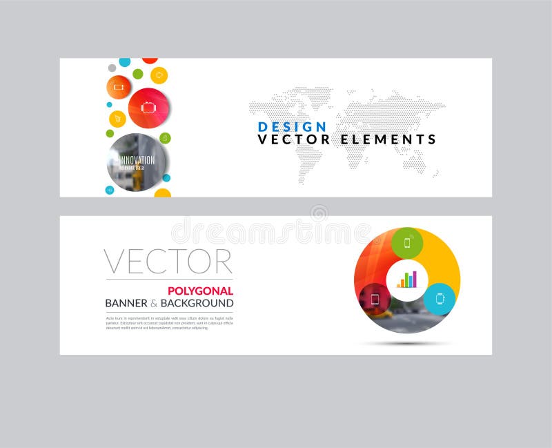 Vector Set of Modern Horizontal Website Banners with Points Circ Stock ...