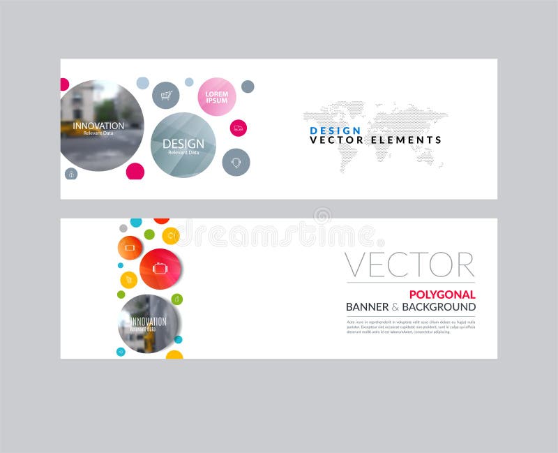 Vector Set of Modern Horizontal Website Banners with Points Circ Stock ...