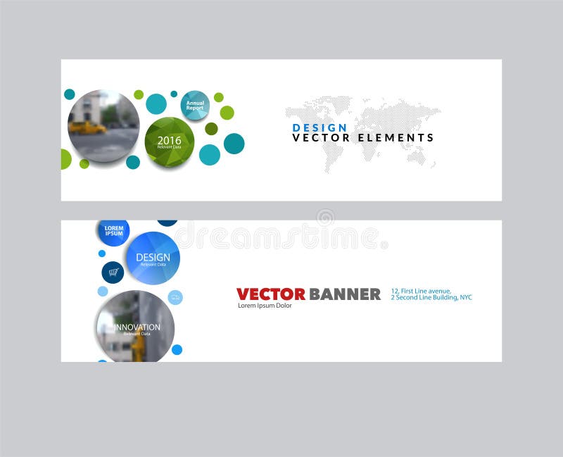 Vector Set of Modern Horizontal Website Banners with Points Circ Stock ...