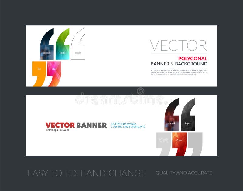 Vector Set of Modern Horizontal Website Banners with Quotes, Com Stock ...