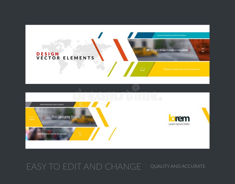 Vector Set of Modern Horizontal Website Banners with Rectangles Stock ...