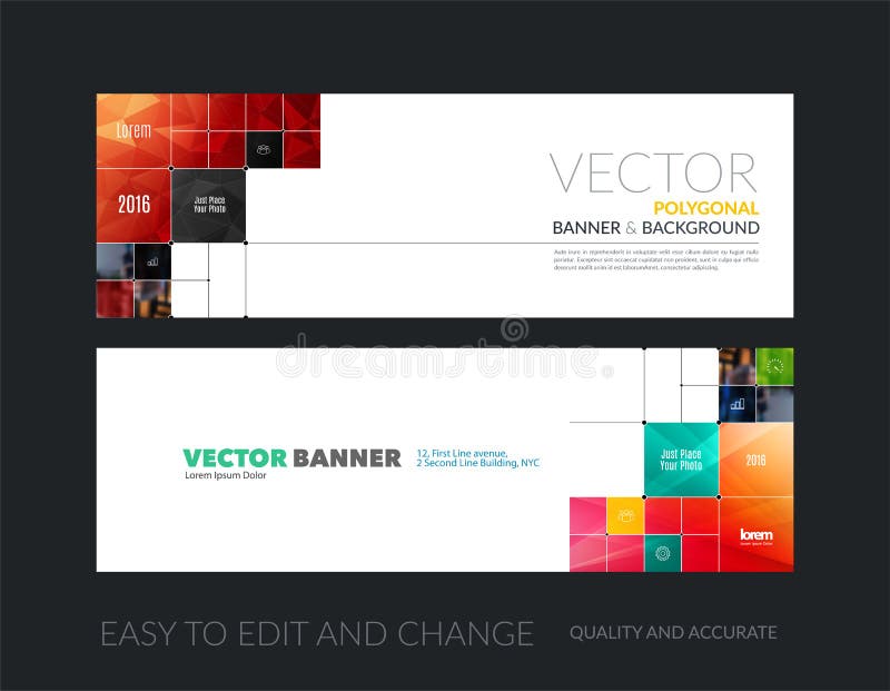 Vector Set of Modern Horizontal Website Banners with Rectangular Stock ...