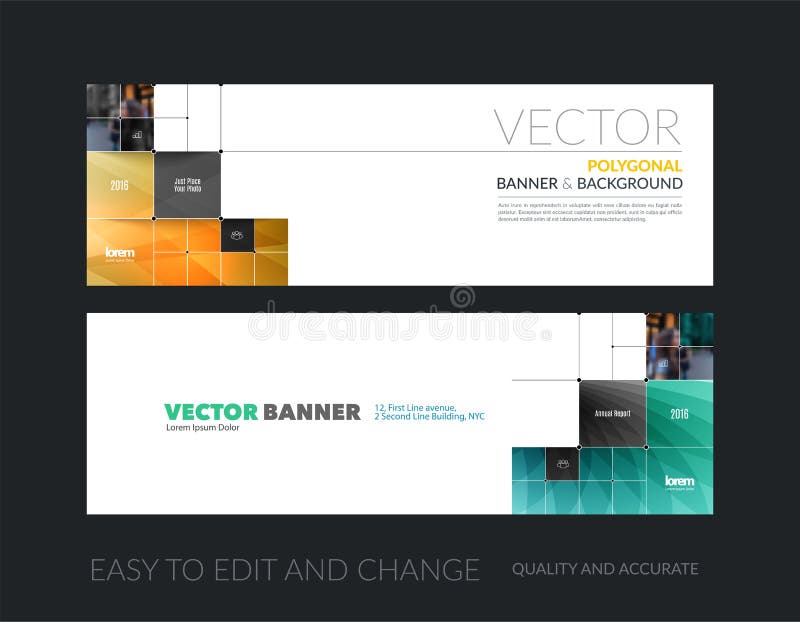 Vector Set of Modern Horizontal Website Banners with Rectangular Stock ...