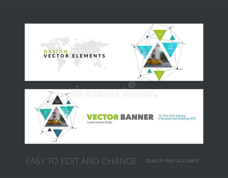 Vector Set of Modern Horizontal Website Banners with Triangular Stock ...