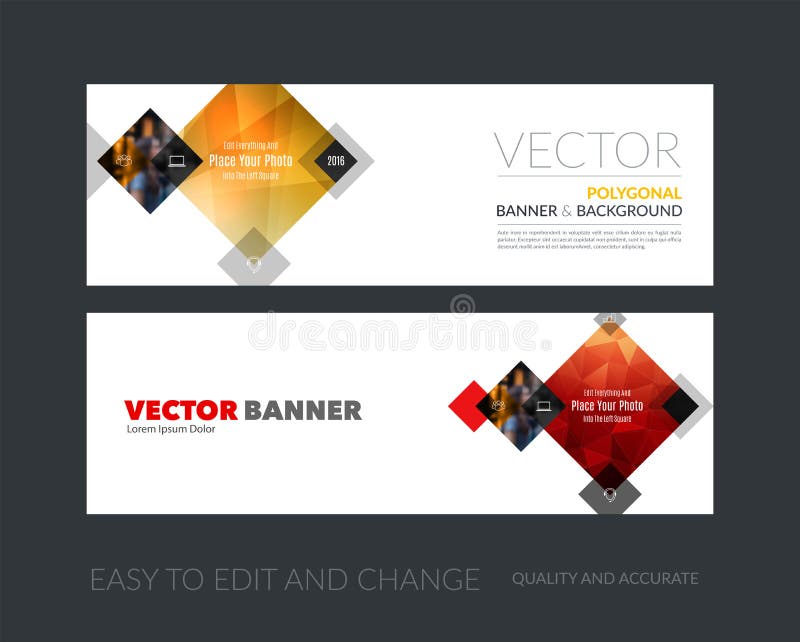Vector Set of Modern Horizontal Website Banners with Yellow Rect Stock ...