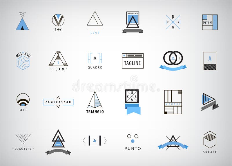 Vector Set of Modern and Minimal Outline Logos, Geometric - Square ...