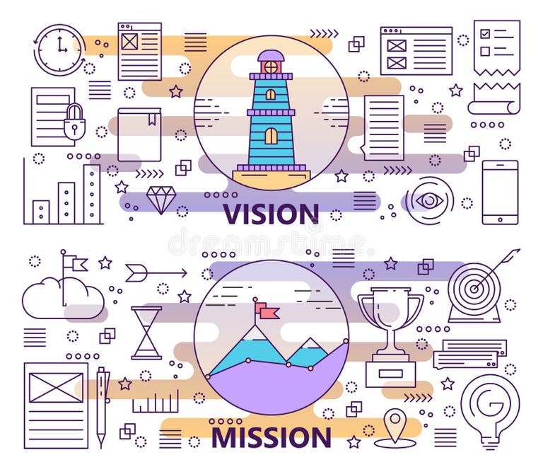 Vector Set of Modern Thin Line Vision and Mission Banners Stock Vector ...