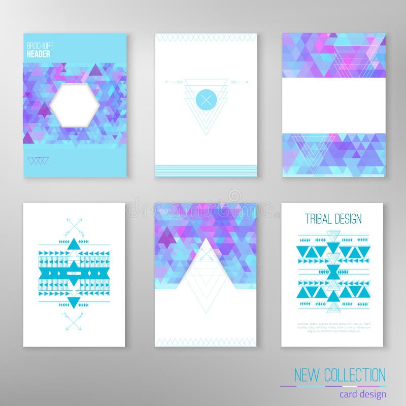 Tribal Pattern at Set of Cards Stock Vector - Illustration of ...