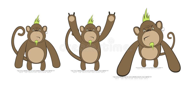 Vector Set of Monkeys in Punk Style Stock Vector - Illustration of ...