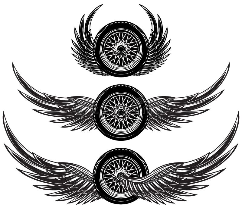 Wheel and wings stock vector. Illustration of rider, painting - 72170839