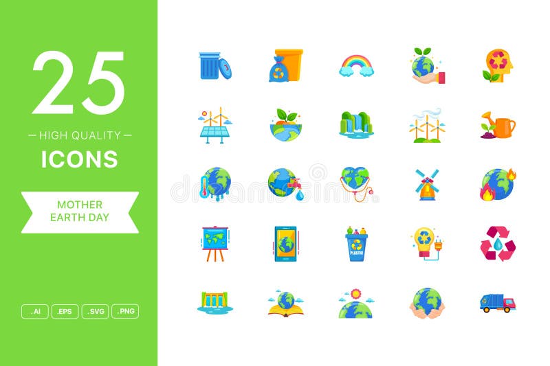 Vector Set of Mother Earth Day Icons Stock Vector - Illustration of ...