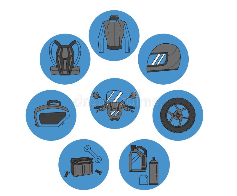 Vector Set of Motorcycle Icons Stock Vector - Illustration of gloves ...