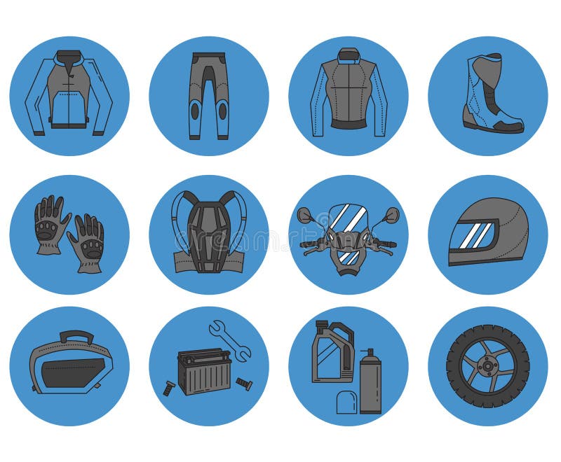 Vector Set of Motorcycle Icons Stock Vector - Illustration of garage ...