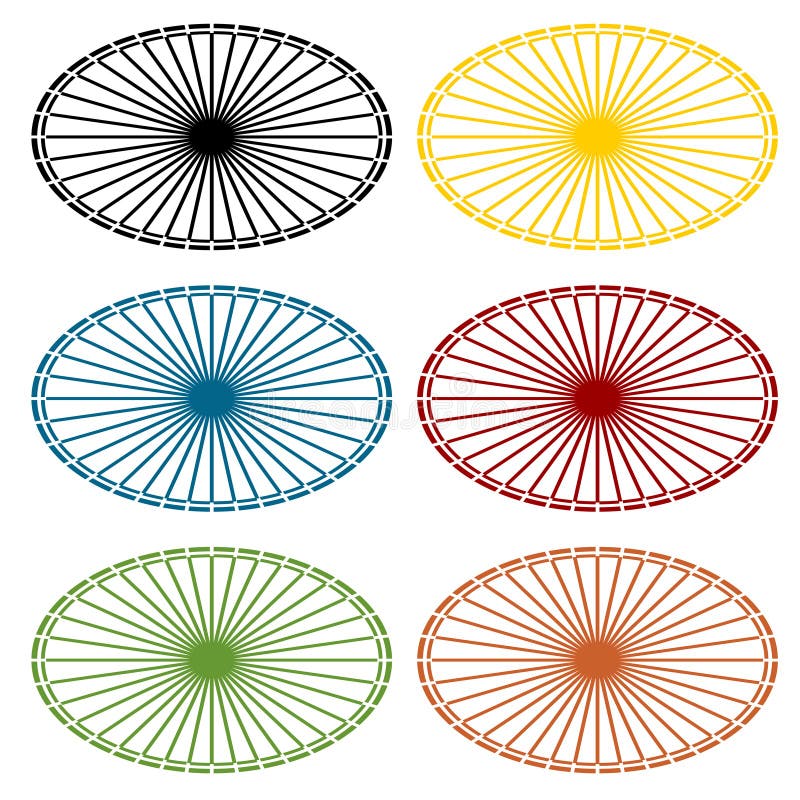 Vector Set of Multicolored Oval Backgrounds with Rays. Simple Flat ...