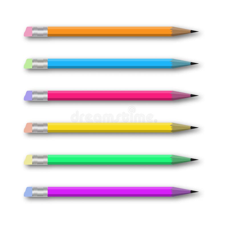Vector Set of Multicolored Pencils on White Stock Vector - Illustration ...