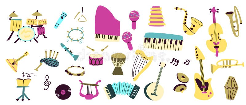 Vector Set of Musical Instruments. Orchestra Classical and Ethnic ...