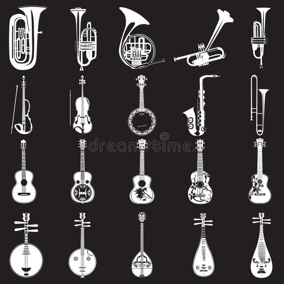 Vector Set of Musical Instruments Templates in Flat Style Stock Vector ...