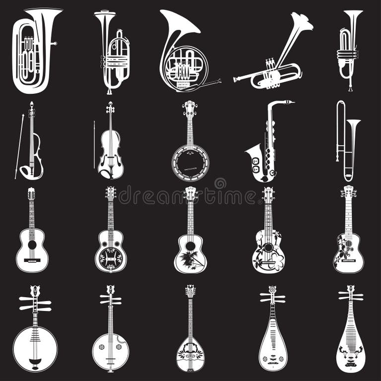 Vector Set of Musical Instruments Templates in Flat Style Stock Vector ...