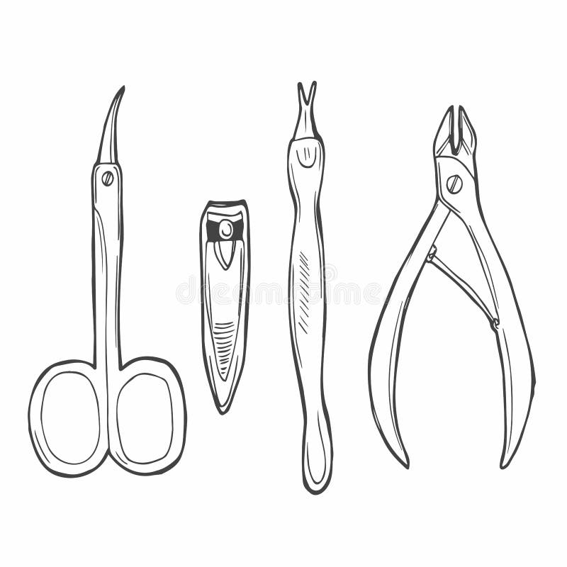 Vector Set of Nail Clipper in Doodle Style Stock Vector - Illustration ...