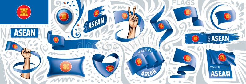 Vector Set of the National Flag of ASEAN in Various Creative Designs ...
