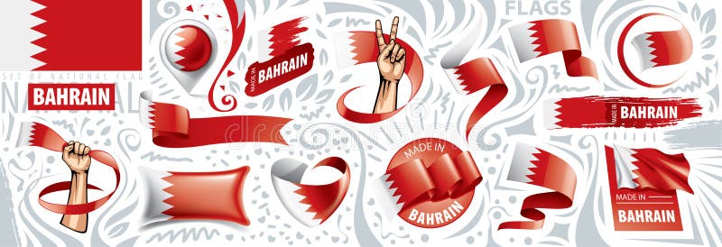 Vector Set of the National Flag of Bahrain in Various Creative Designs ...