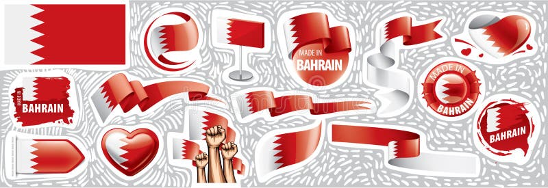 Vector Set of the National Flag of Bahrain in Various Creative Designs ...