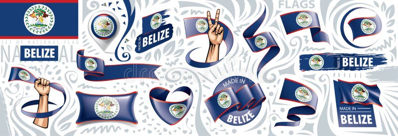 Vector Set of the National Flag of Belize in Various Creative Designs ...