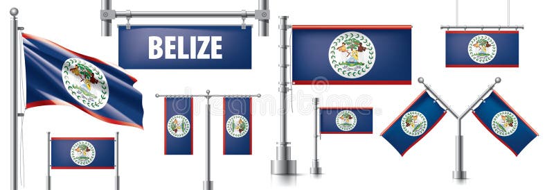 Vector Set of the National Flag of Belize in Various Creative Designs ...