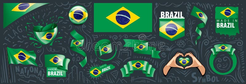 Vector Set of the National Flag of Brazil in Various Creative Designs ...