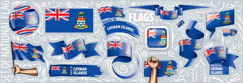 Vector Set of the National Flag of Cayman Islands in Various Creative ...