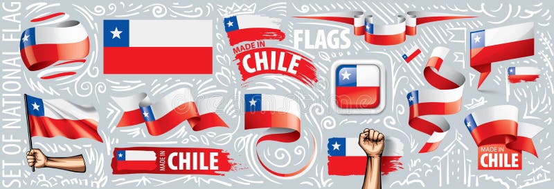 Vector Set of the National Flag of Chile in Various Creative Designs ...