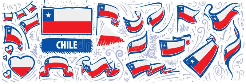 Vector Set of the National Flag of Chile in Various Creative Designs ...