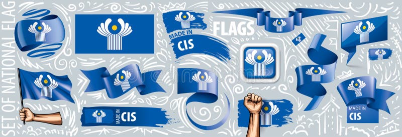 Vector Set of the National Flag of CIS in Various Creative Designs ...